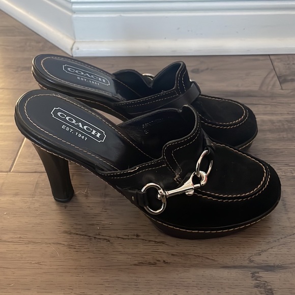 Coach | Shoes | Coach Black Suede Mules | Poshmark